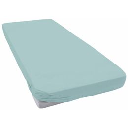 Spannbettlaken Estella, L:200cm, blau, Jersey, Obermaterial: 97% Baumwolle, 3% Elasthan, Bettlaken, "Jersey Topper aus Baumwolle mit Elasthan", f&uuml;r
