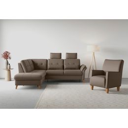Sit & More Ecksofa SIT & MORE, B:250cm H:90cm T:226cm, braun, Wohnzimmer, Sofas, "G&ouml;teborg", inkl. Sitztiefenverstellung, wahlweise mit Bettfunktion & Bettkasten