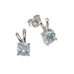 ZEEme Damen Paar Ohrstecker "Silber 925 rhodiniert mit 2x Blautopas (beh.) 6mm", one-size, Silber 925 (Sterlingsilber), wei&szlig;, Silber 925