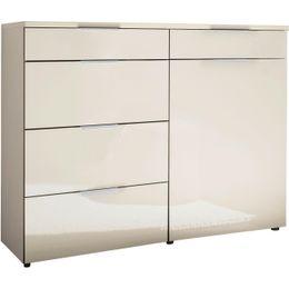 Kombikommode Wiemann, B:140cm H:91,2cm T:43cmchampagner, dekor, glas champagner, chrom, Floatglas, Holzwerkstoff, Metall, Schlafzimmer, Sideboards,