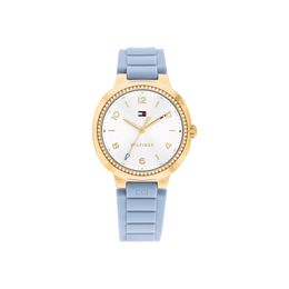 Tommy Hilfiger Damen Quarzuhr "SAVANNAH"blau, Armbanduhren, Armbanduhr, Damenuhr, Silikonarmband, analog, Glassteine
