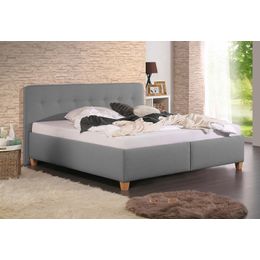 Polsterbett Maintal, B:113cm H:102cm L:207cm, grau, Struktur fein (100% Polyester), Betten, "Mison", mit oder ohne Matratze Bonell-, Kaltschaum-,