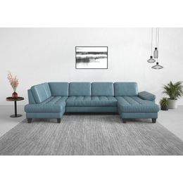 Sit & More Wohnlandschaft SIT & MORE, B:338cm H:88cm T:172cm, bunt, 100% Polyester, Sofas, "Westham U-Form", wahlweise mit Bettfunktion, Bettkasten,