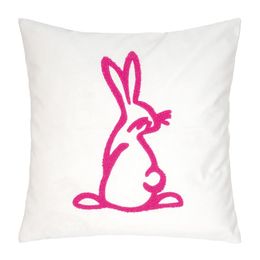 Dekokissen Pad, B:45cm L:45cmpink, Polyester, Dekokissen_Sitzkissen_Kissenh&uuml;llen, "BUNNIES", Embroidery