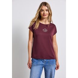 Street One Damen T-Shirt, rot, Gr. 34, unifarben, Web, 50% Baumwolle, 50% Modal, Shirts, im soften Baumwoll-Mix