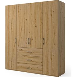 Dreht&uuml;renschrank, B:201cm H:223cm T:60cm, braun, SET ONE BY Musterring, Holzwerkstoff, Schr&auml;nke, "Henderson", mit 3 Schubladen, inkl. Fachb&ouml;den und
