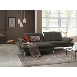 Ecksofa W.Schillig, B:294cm H:87cm T:185cm, gr&uuml;n, Chenille-Flachgewebe R66 (85% Polyester, 15% Nylon);Longlife Xtra-Leder Z59: Glattleder mit