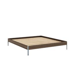Bettgestell Karup Design, B:186cm H:34cm L:206cmcarob braun, metallfarben, Betten, "CORE BED Bodenbett, Holzrahmen, Futonbett, Jugendbett, Holzbett",