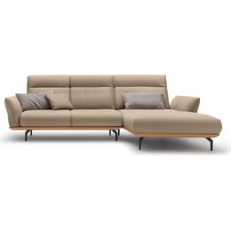 Ecksofa, B:298cm H:103cm T:183cm, beige, CREATION BY ROLF BENZ, NaturLEDER OSKAR (echtes Rindsleder), Wohnzimmer, Sofas, "CR.460", Sockel in Eiche,