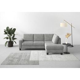 Ecksofa Home Affaire, B:236cm H:91cm T:170cm, silber, 100% Polyester, Wohnzimmer, Sofas, "Summer L-Form", mit Ottomane, mit oder ohne Bettfunktion