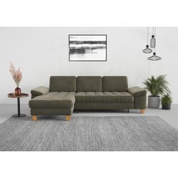 Sit & More Ecksofa SIT & MORE, B:275cm H:88cm T:172cm, gr&uuml;n, 100% Polyester, Wohnzimmer, Sofas, "Westham L-Form", mit Recamiere, mit oder ohne Bettfunktion,