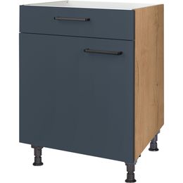 Kochfeldumbauschrank Nobilia, B:60cm H:87cm T:58,3cm, blau, Schr&auml;nke, ""Easytouch", mit Schukasten und T&uuml;r, Ausrichtung w&auml;hlbar", vormontiert, Breite