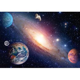 papermoon Fototapete "PLANETEN-GALAXIE WELTALL UNIVERSUM WELTRAUM HIMMEL DEKO", B/L: 4,5m x 2,8m, Bahnen: 9 Stk., bunt, Schlafzimmer, Tapeten