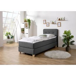 Boxspringbett Home Affaire, B:103cm L:207cm, grau, Struktur fein (100% Polyester);Samtstoff (100% Polyester), Komplettbetten, "Fargo", inkl. Topper,