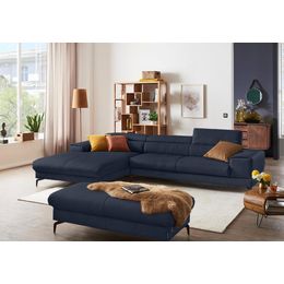 Ecksofa W.Schillig, B:343cm H:70cm T:193cm, blau, Longlife Xtra-Leder Z59: Glattleder mit modischer Pr&auml;gung. Hautst&auml;rke 0, 9 - 1, 1 mm, Wohnzimmer,