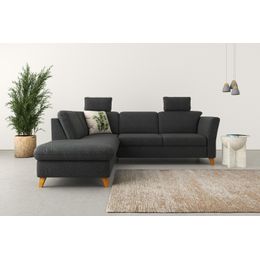Ecksofa Home Affaire, B:252cm H:86cm T:213cm, grau, 100% Polyester, Wohnzimmer, Sofas, "Trelleborg L-Form", Federkern-Polsterung, wahlweise mit