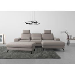 Sit & More Ecksofa SIT & MORE, B:283cm H:88cm T:175cm, grau, Wohnzimmer, Sofas, "Cinturo L-Form", inklusive Sitztiefenverstellung und Federkern, Sitzh&ouml;he 45 cm