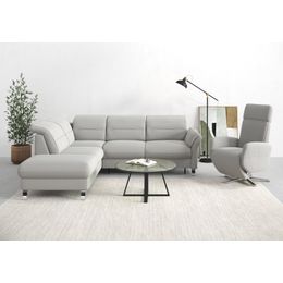 Sit & More Ecksofa SIT & MORE, B:247cm H:85cm T:222cm, silber, Wohnzimmer, Sofas, "Grenoble L-Form mit Federkern", wahlweise mit Bettfunktion, Bettkasten, Arm-