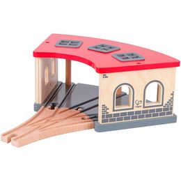 HAPE Kinder Spielzeugeisenbahn-Geb&auml;ude "Gro&szlig;er Lokschuppen"bunt, Holz, Kunststoff, B:30,5cm H:18cm T:14cm, Spielzeugeisenbahn-Erweiterungen