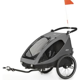 hauck Kinder Fahrradkinderanh&auml;nger "2in1 Bike Trailer und Buggy Dryk Duo, grau", grau, Fahrradanh&auml;nger, f&uuml;r 2 Kinder; inklusive Deichsel