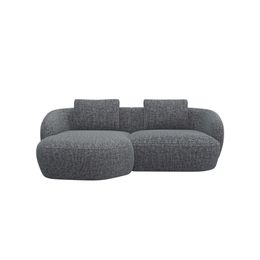 Wohnlandschaft FLEXLUX, B:217cm H:85cm T:146cm, grau, 100% Polyester, Sofas, "Torino, rund, L-Form, Sofa-Ecke mit Recamiere, Longchair-Sofa",