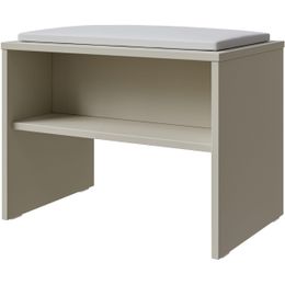 Badkommode SAPHIR, B:60cm H:48cm T:40cm, beige, Spanplatte, Sideboards, "Badezimmer Sitzbank inkl. Sitzkissen aus Kunstleder in wei&szlig; und Ablage",