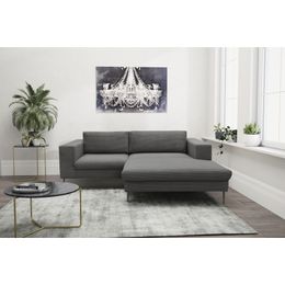 Ecksofa DOMO collection, B:244cm H:83cm T:173cm, grau, 100% Polyester, Wohnzimmer, Sofas, "Modica kompakt und elegant, Breite 244, L-Form", moderne