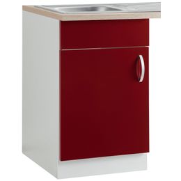 Wiho-K&uuml;chen Sp&uuml;lenschrank WIHO K&Uuml;CHEN, B:50cm H:82cm T:57cm, rot, K&uuml;che, Schr&auml;nke, "Flexi", Breite 50 cm
