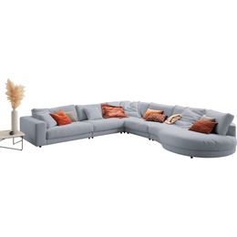 Ecksofa 3C CANDY, B:225cm H:86cm T:395cm, blau, 85% Polyester, 15% Viskose, Wohnzimmer, Sofas, "Enisa II, bequem und komfortabel, Mega Familiensofa,