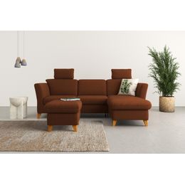 Ecksofa Home Affaire, B:249cm H:86cm T:162cm, rosa, 100% Polyester, Wohnzimmer, Sofas, "Trelleborg L-Form", Federkern-Polsterung, wahlweise mit