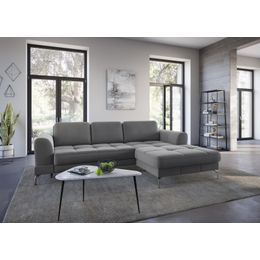 Sit & More Ecksofa SIT & MORE, B:284cm H:87cm T:175cm, grau, Wohnzimmer, Sofas, "Bendigo L-Form", inklusive Sitztiefenverstellung, Bodenfreiheit 15 cm, 2