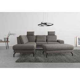 Sit & More Ecksofa SIT & MORE, B:260cm H:91cm T:226cm, grau, Wohnzimmer, Sofas, "Cinturo L-Form", inklusive Sitztiefenverstellung und Federkern, Sitzh&ouml;he 48 cm