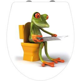WC-Sitz Wenko, B:38,8cm L:45cm, bunt, Acryl, Duroplast, WC-Sitze, "Frog News", Mit Absenkautomatik