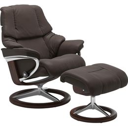 stressless "Reno" Set, Relaxsessel mit Hocker, mit Hocker, mit Signature Base, Gr&ouml;&szlig;e S, M & L, Gestell Braun