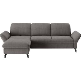Sit & More Ecksofa SIT & MORE, B:267cm H:88cm T:200cm, grau, 90% Polyester, 10% Polyamid, Wohnzimmer, Sofas, "Leandro L-Form", Wahlweise mit Bett-, Kopfteil -