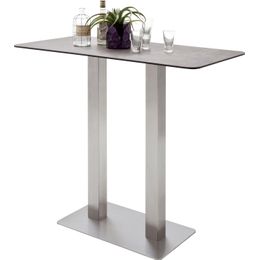 Bartisch MCA furniture, B:120cm H:105cm T:60cm, braun, K&uuml;che, Tische, "Zarina", Bartisch mit Glaskeramik Tischplatte mit Edelstahl Gestell