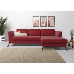 Sit & More Ecksofa SIT & MORE, B:261cm H:88cm T:172cm, rot, 100% Polyester, Wohnzimmer, Sofas, "Olsen L-Form", inklusive Sitztiefenverstellung, wahlweise mit