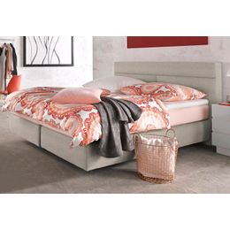 Boxspringbett, B:155cm L:212cm, beige, Westfalia Schlafkomfort, Bezug Kaltschaum-Topper: 100% Polyester, beidseitig mit Klimafaser versteppt.