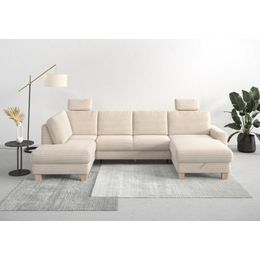 Wohnlandschaft Home Affaire, B:314cm H:91cm T:170cm, beige, 100% Polyester, Sofas, "Summer U-Form", mit oder ohne Bettfunktion und Bettkasten,