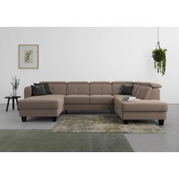 Sit & More Wohnlandschaft SIT & MORE, B:321cm H:85cm T:195cm, grau, Sofas, "Belluci U-Form", Kopfteilverstellung und Federkern, wahlweise mit Bettfunktion