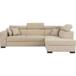 Ecksofa Home Affaire, B:267cm H:95cm T:198cm, beige, Struktur fein (100% Polyester);Struktur (100% Polyester);Samtstruktur (100% Polyester),