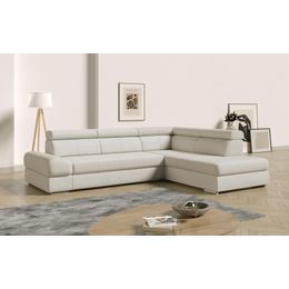 Sit & More Ecksofa SIT & MORE, B:270cm H:79cm T:213cm, wei&szlig;, Wohnzimmer, Sofas, "Broadway L-Form", mit verstellbaren Kopfteilen, wahlweise mit Bettfunktion