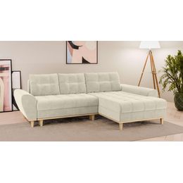 Ecksofa Home Affaire, B:268cm H:86cm T:175cm, beige, 100% Polyester, Wohnzimmer, Sofas, "Ahrdorf mit Bettfunktion und Bettkasten, Ma&szlig;e: B/H/T