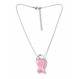 Damen Kette mit Anh&auml;nger "Pescare", rosa, Basic, Collezione Alessandro, PTFE-Kunststoff, Halsketten, mit kleinem Fischanh&auml;nger