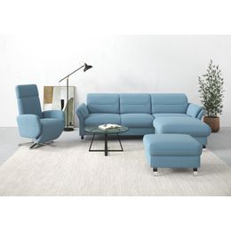 Sit & More Ecksofa SIT & MORE, B:251cm H:85cm T:161cm, blau, Wohnzimmer, Sofas, "Grenoble L-Form mit Federkern", wahlweise mit Bettfunktion, Bettkasten, Arm-