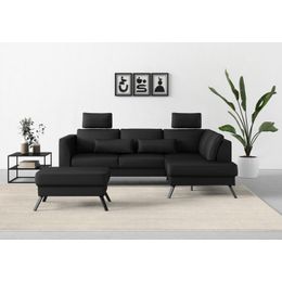 Sit & More Ecksofa SIT & MORE, B:254cm H:88cm T:188cm, schwarz, Wohnzimmer, Sofas, "Lindholm L-Form", mit Sitztiefenverstellung und Federkern