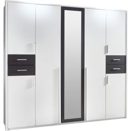 Dreht&uuml;renschrank wimex, B:228cm H:210cm T:58cm, wei&szlig;, Spanplatte, Schr&auml;nke, "Vegas", inklusive Passepartout-Rahmen, mit Spiegelt&uuml;ren und Schubladen
