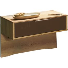 Nachtkonsole Wiemann, B:60cm H:48cm T:43cm, braun, FSC-zertifiziertes Massivholz, Floatglas, Holzwerkstoff, Sideboards, "Cordoba", vormontiert
