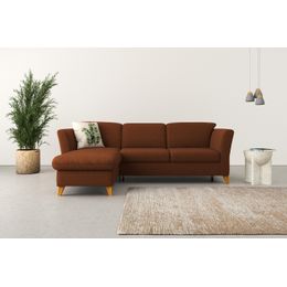 Ecksofa Home Affaire, B:249cm H:86cm T:162cm, rosa, 100% Polyester, Wohnzimmer, Sofas, "Trelleborg L-Form", Federkern-Polsterung, wahlweise mit