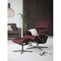 stressless "Reno" Set, Relaxsessel mit Hocker, mit Hocker, mit Cross Base, Gr&ouml;&szlig;e S, M & L, Holzakzent Braun